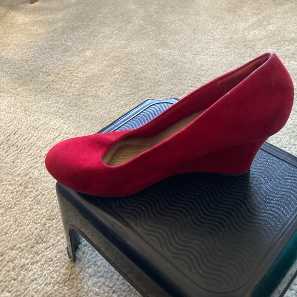 Shoes | Elegant Red Wedge Heel Shoes | Poshmark